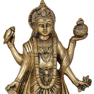 Lord Dhanvantari Statue-10 Inch Brass Dhanvanthri Statue, Dhanwantri ...