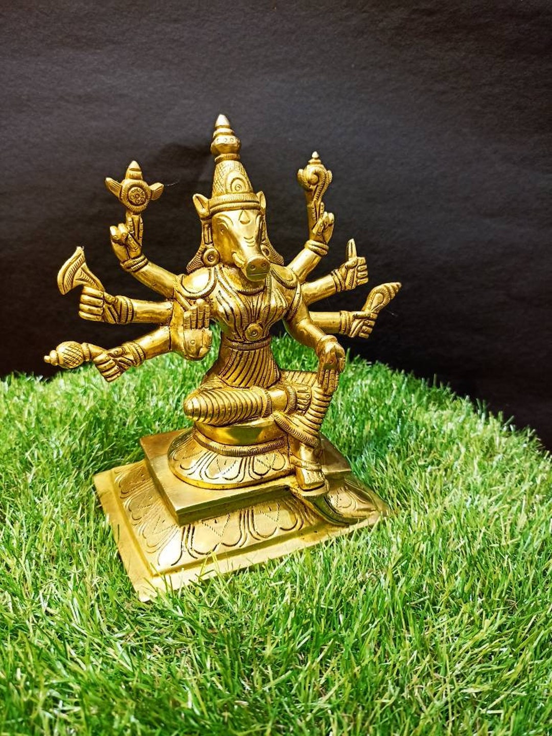 Brass Goddess Varahi Amman Statue With Arch,8 Handed Goddess Varahi ...