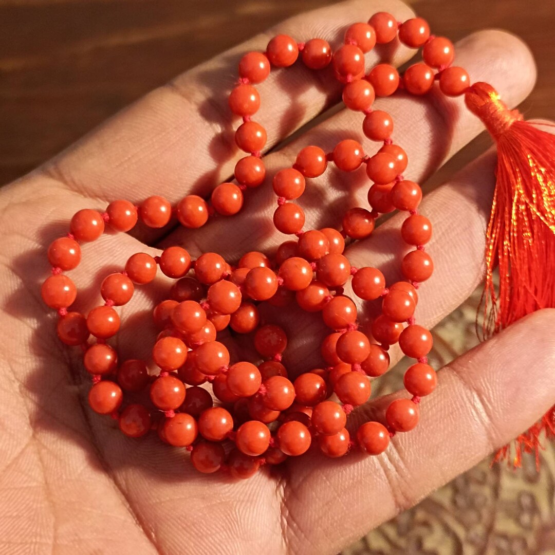Superior Quality, Tibetan Red Coral Mala, Red Coral Mala With Tassel ...