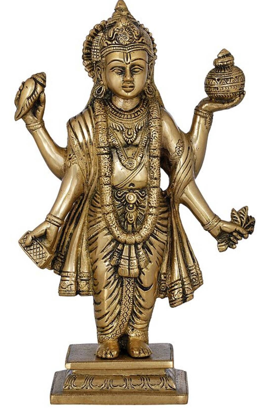 Lord Dhanvantari Statue-10 Inch Brass Dhanvanthri - Etsy