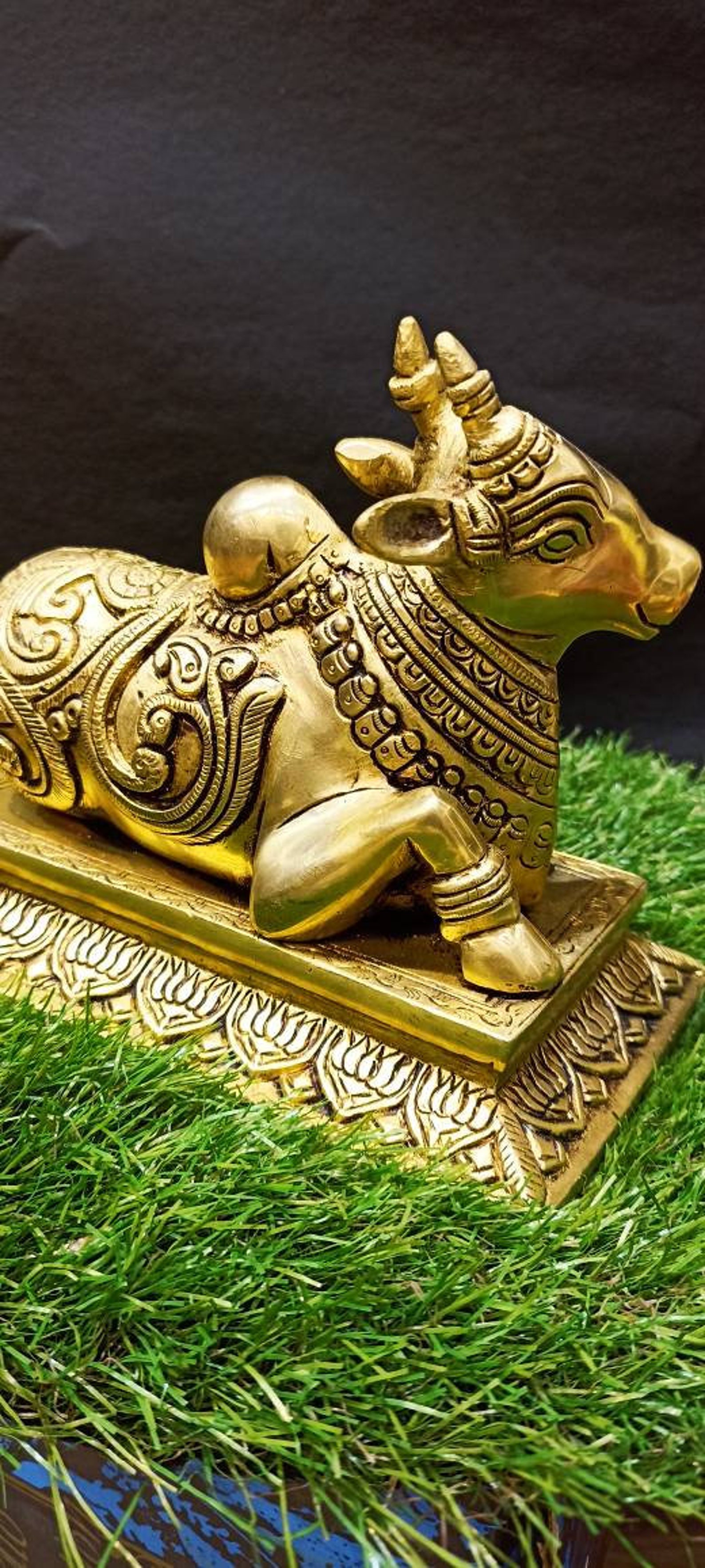 Sitting Nandi Statue in Brass 14.cm Brass Seated Nandi Idol - Etsy