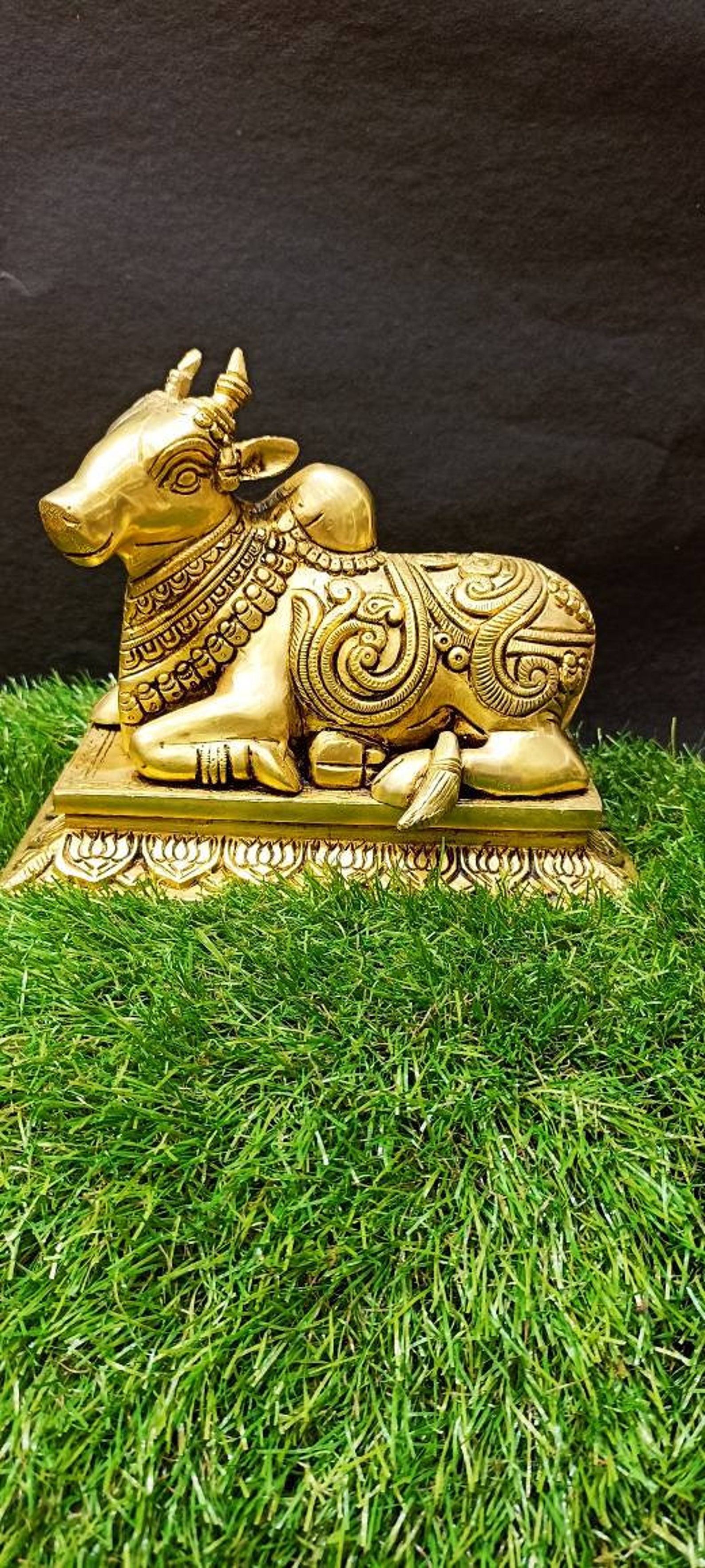Sitting Nandi Statue in Brass 14.cm Brass Seated Nandi Idol - Etsy