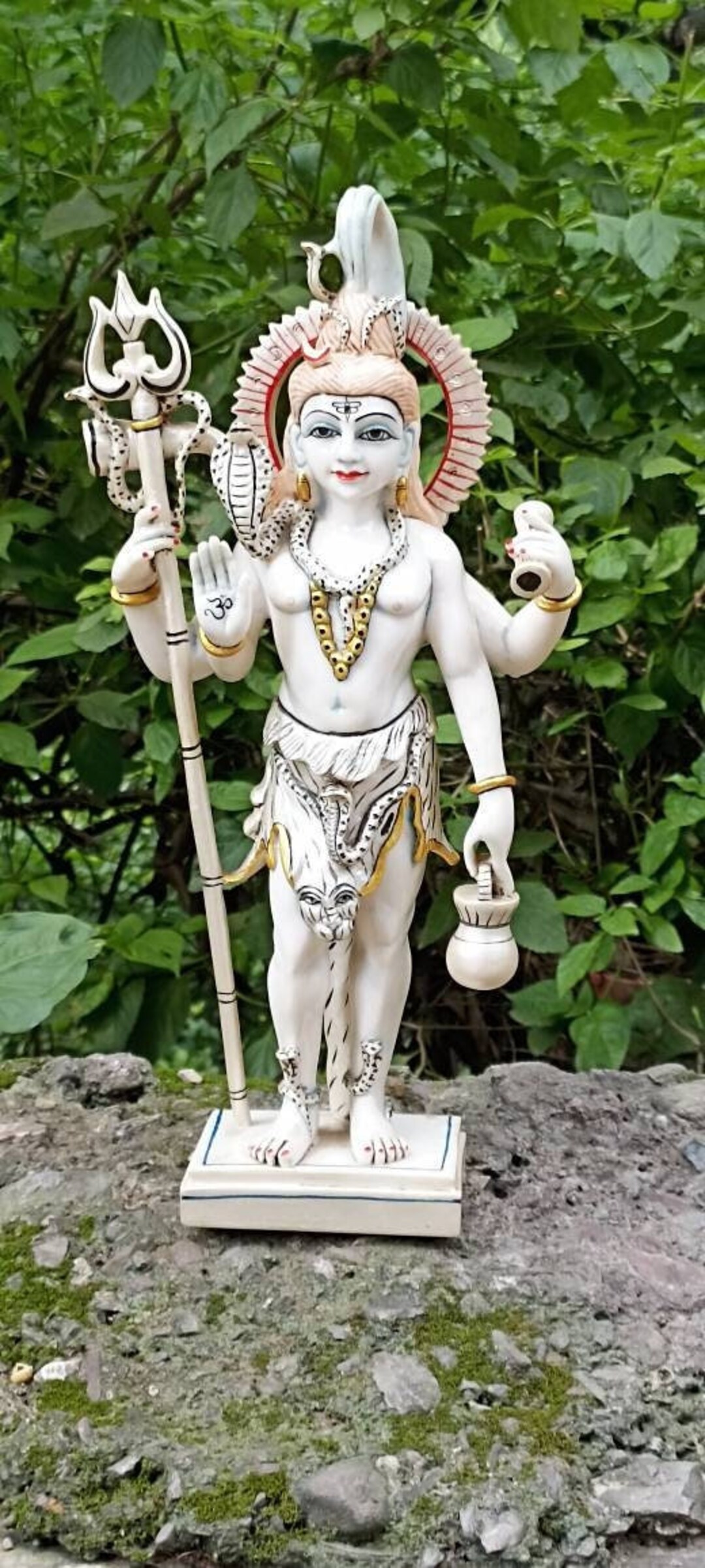 Shiva Statue 14.5 Inch Culture Marble Trident Standing Shiv Shankar ...
