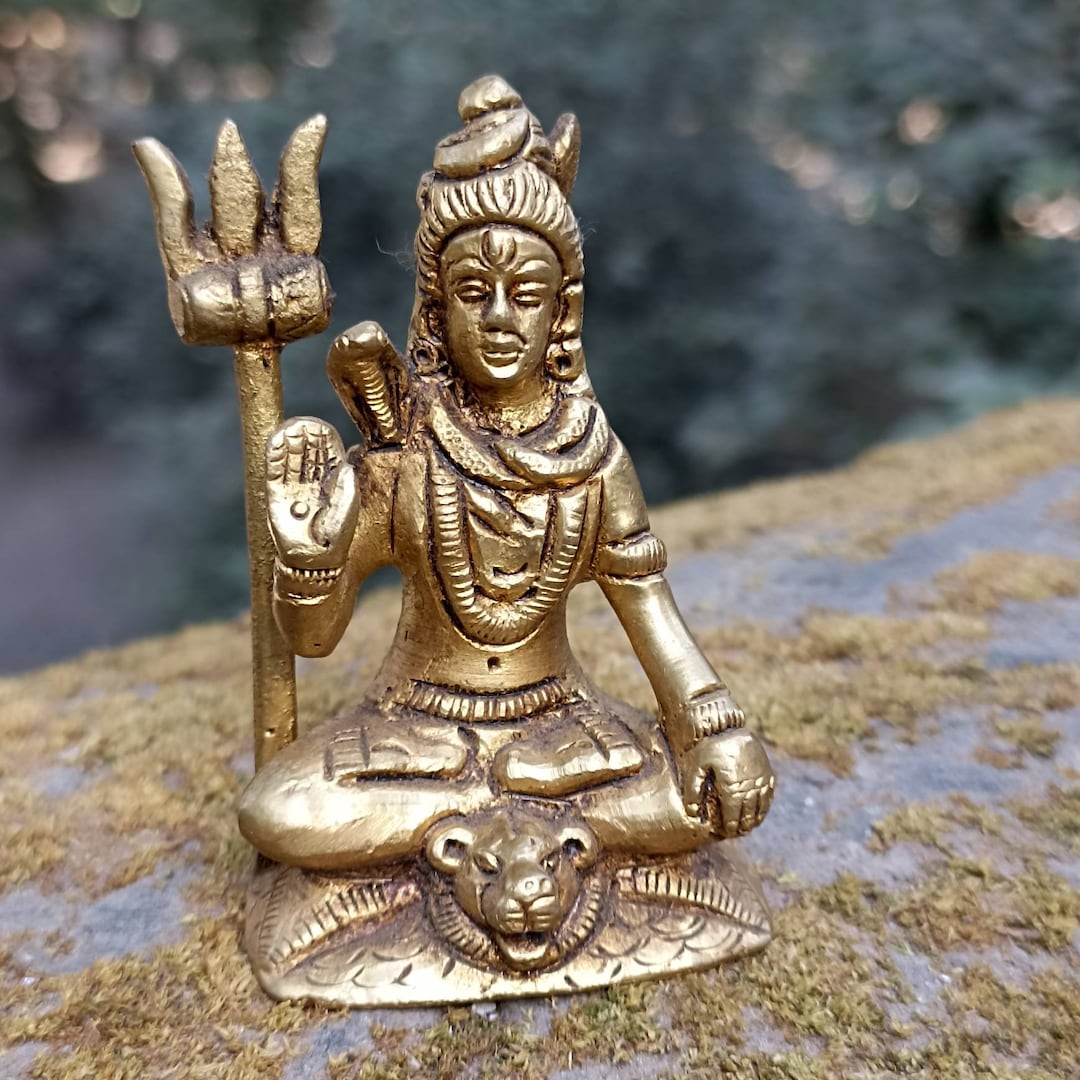 Shiva Statue 8.cm.lord Shiva Brass Statue Trident Meditating Shiv ...
