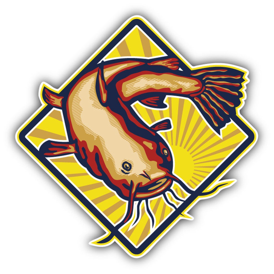 Catfish Label Fishing Car Bumper Sticker Decal | Etsy