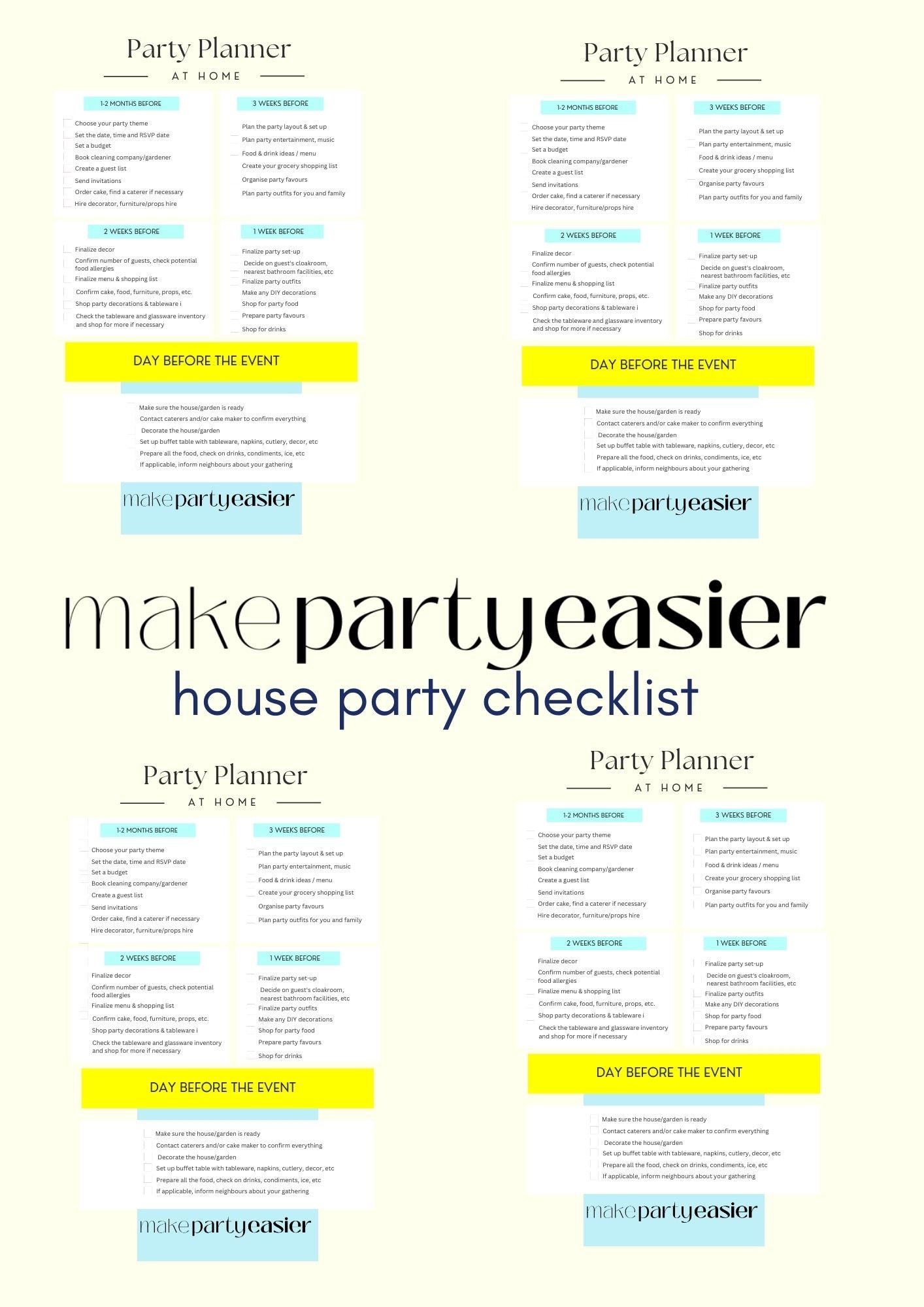 Printable Birthday Planner | House Party Planner | Make Party Easier ...