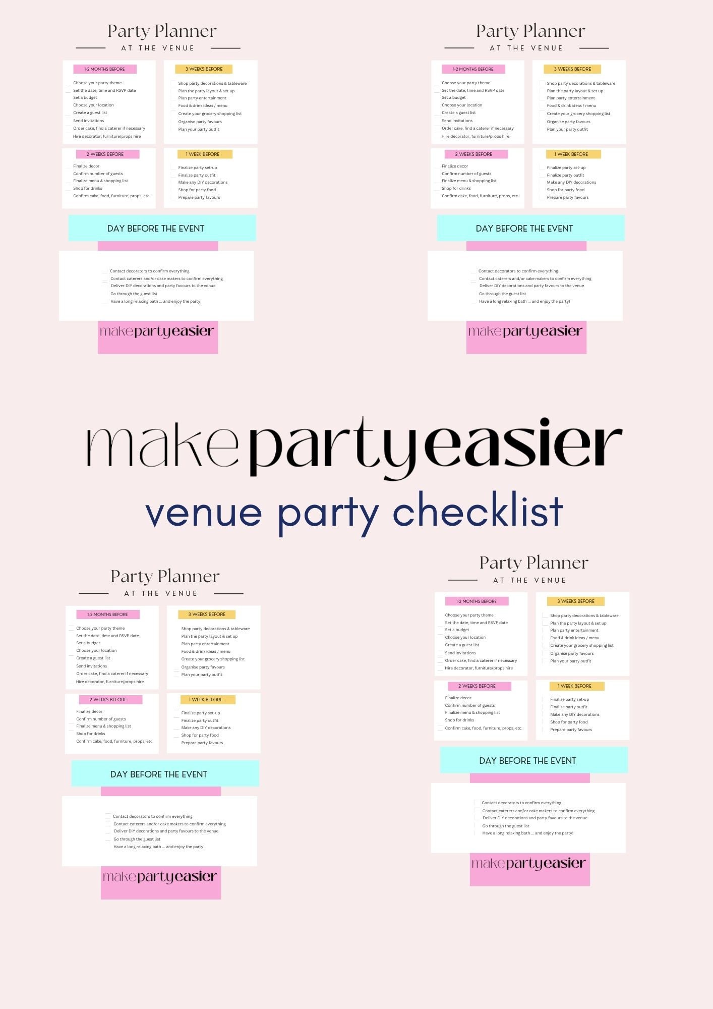 Printable Birthday Planner | Venue Party Planner | Event Organizer ...