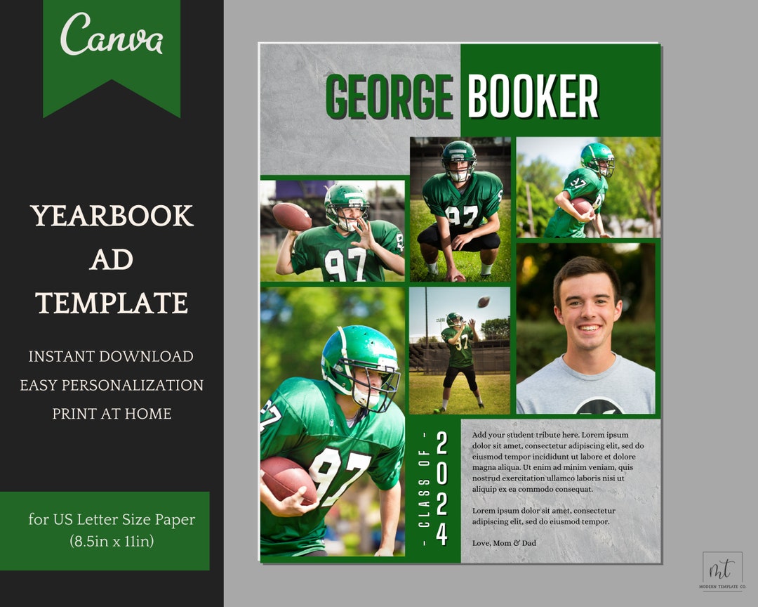 Senior Yearbook Ad Template - Sports / Athletes Theme - Football ...