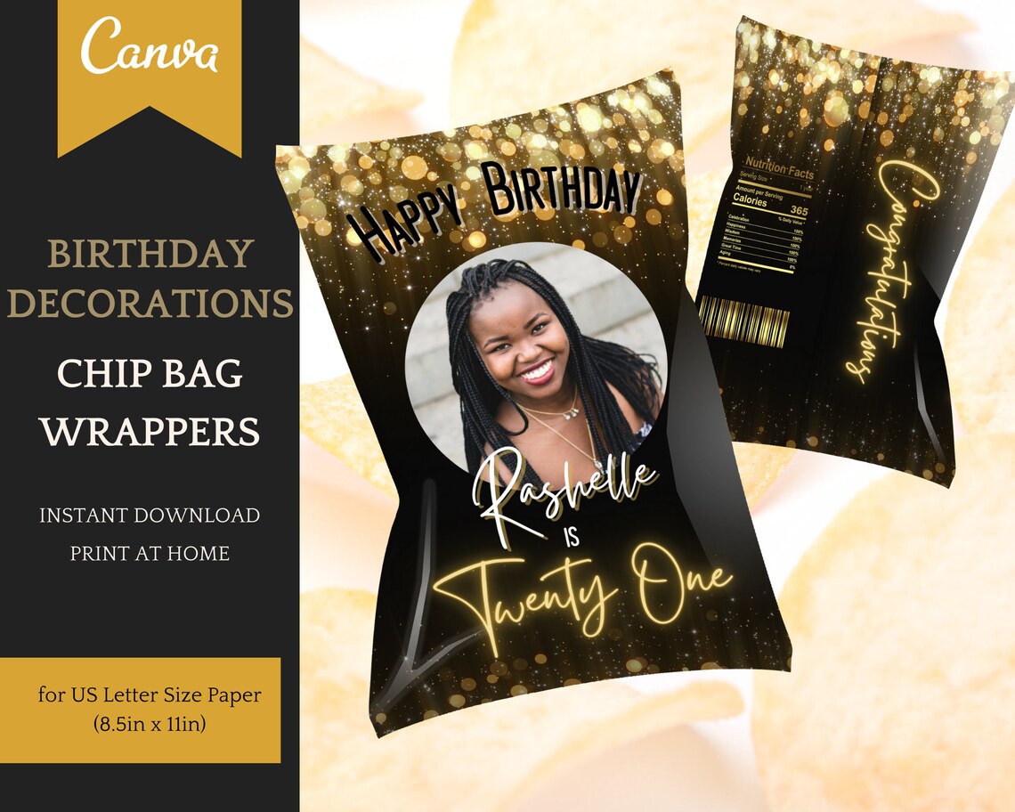 Birthday Decorations for Her in Gold Printable Template Set - Etsy