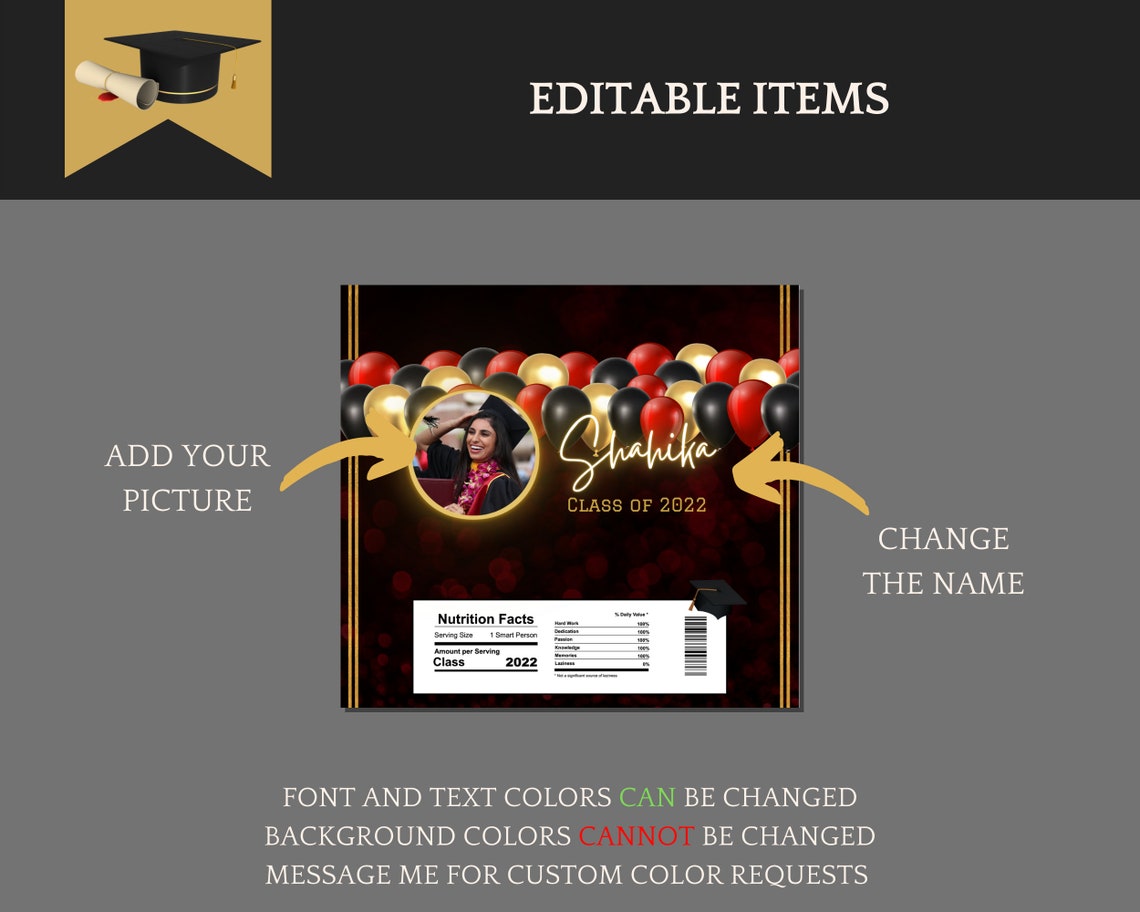 Graduation Decorations Template Set With Chip Bag Candy & - Etsy