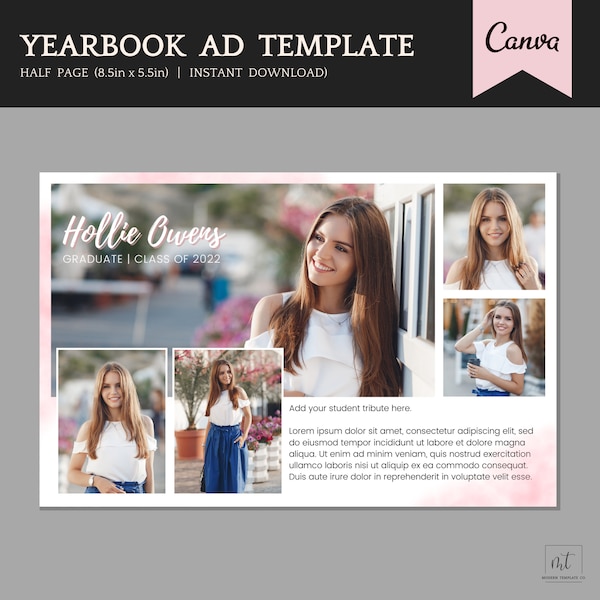 Senior Yearbook Half Page Ad Template - Etsy