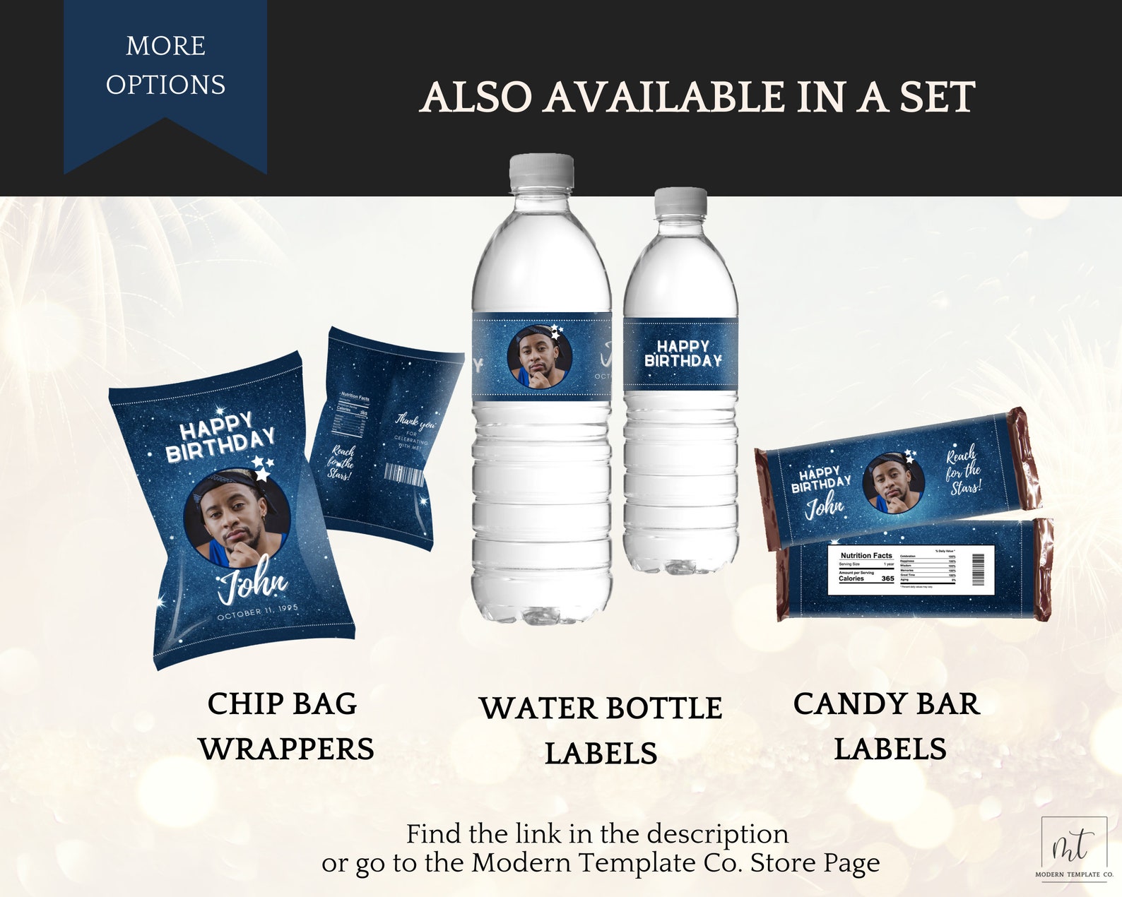 Navy Candy Bar Template Stars, Birthday Decorations for Her/him ...