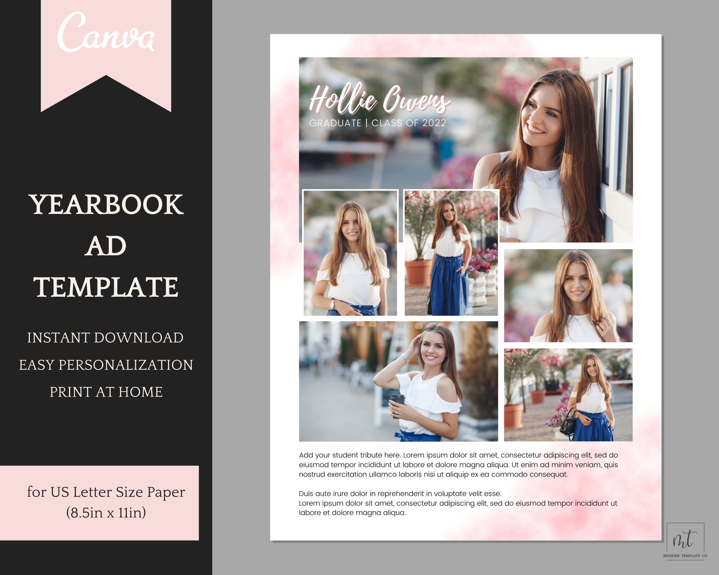 Senior Yearbook Ad Template Editable Full Page Magazine - Etsy