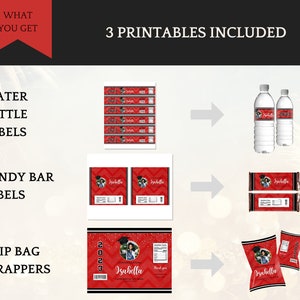 Red Graduation Decorations, Chip Bag Template, Candy Bars & Water ...