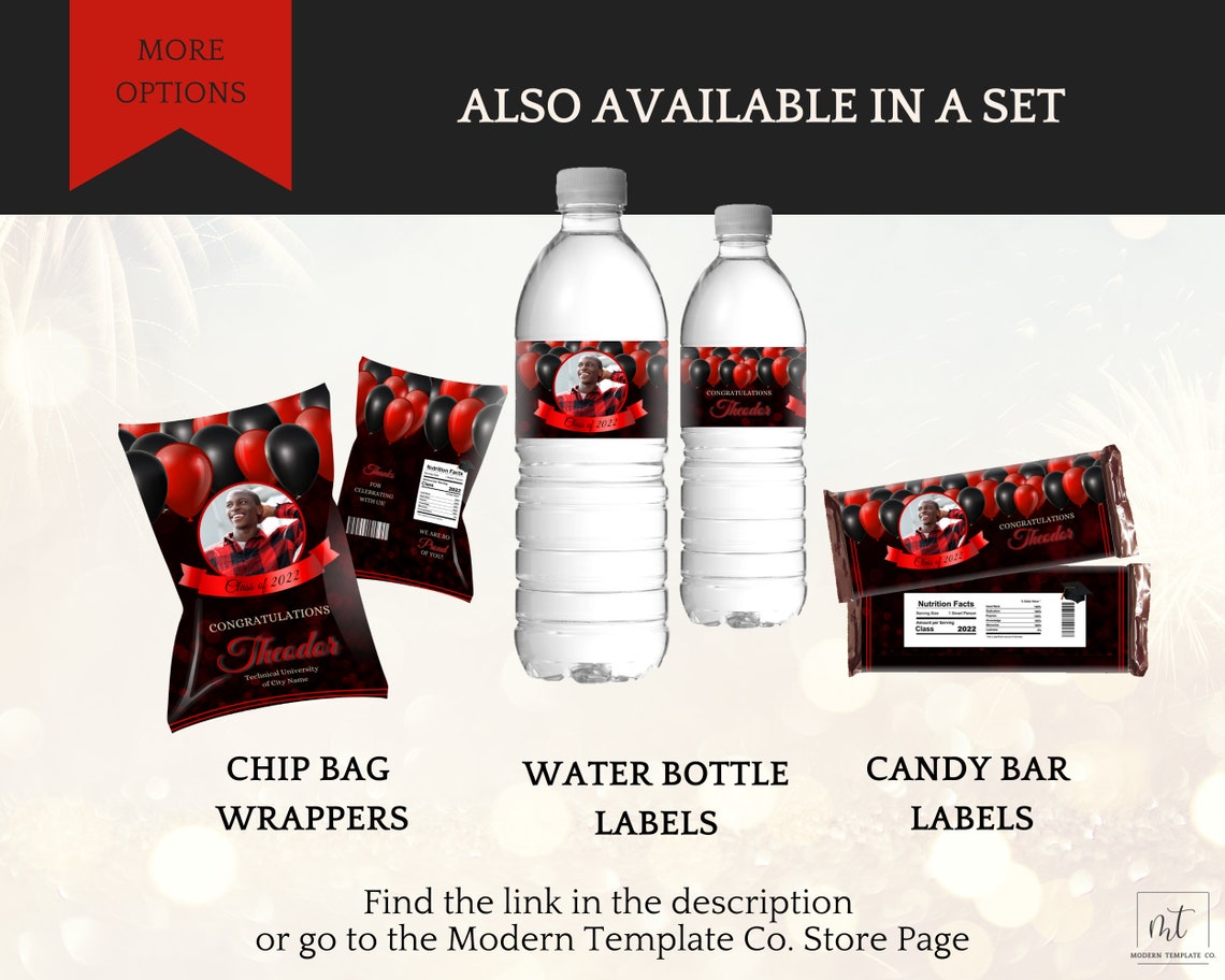 Water Bottle Label Template Editable Graduation Party | Etsy