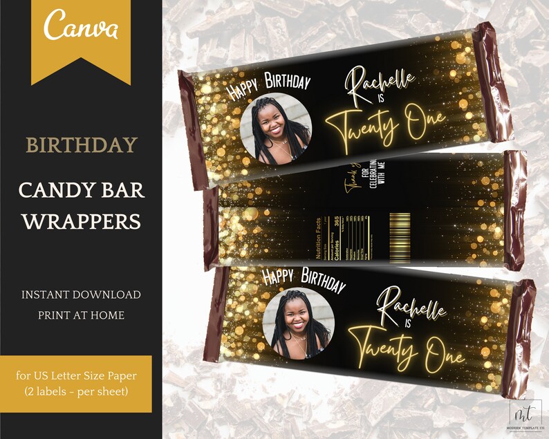 Birthday Decorations for Her in Gold Printable Template Set - Etsy