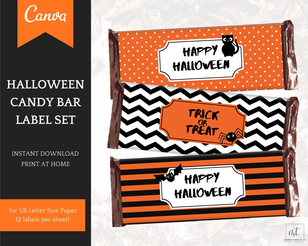 Halloween Candy Bar Wrapper Set of 3 - Halloween Decorations for ...