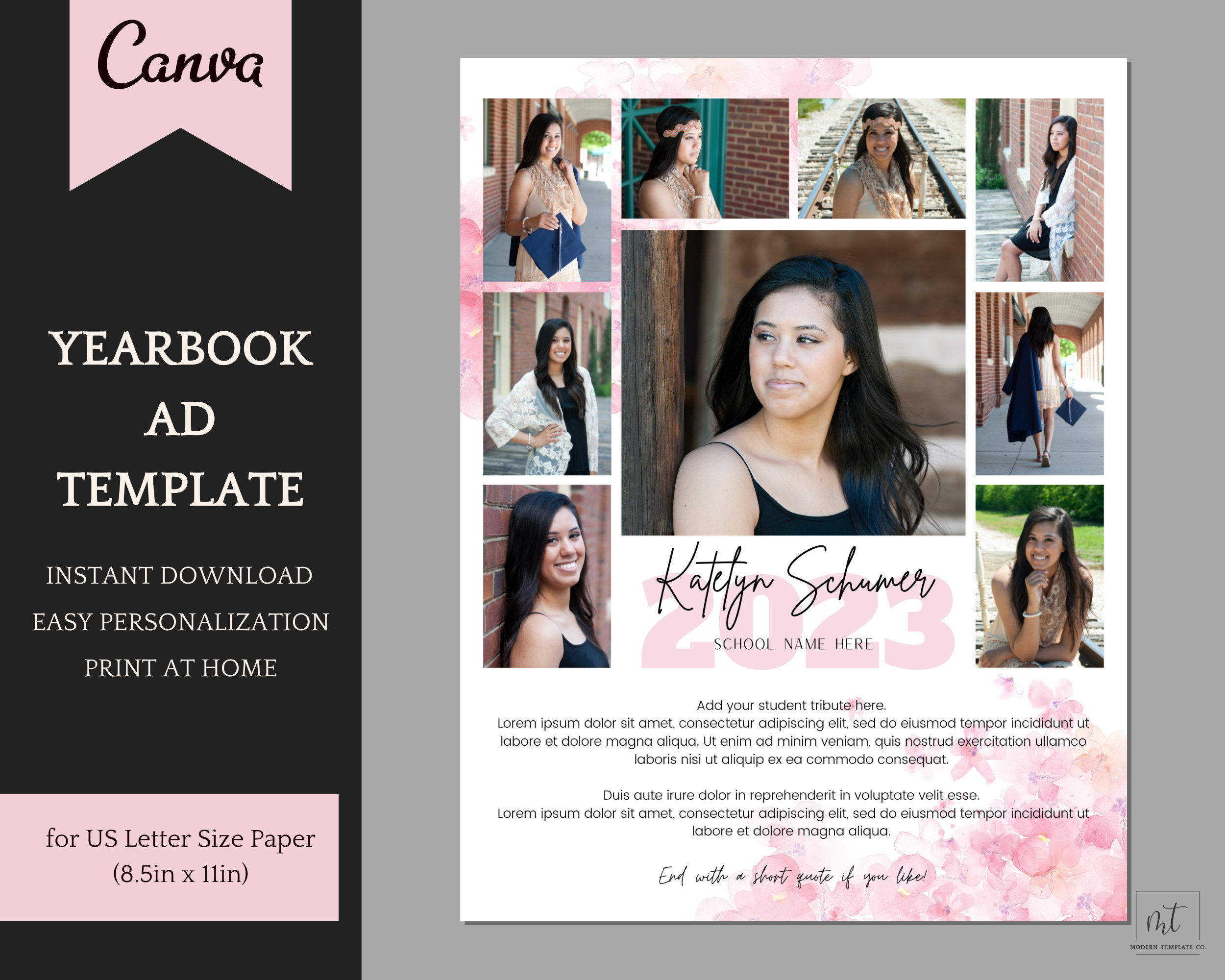 Senior Yearbook Ad Template Editable Full Page Template With - Etsy