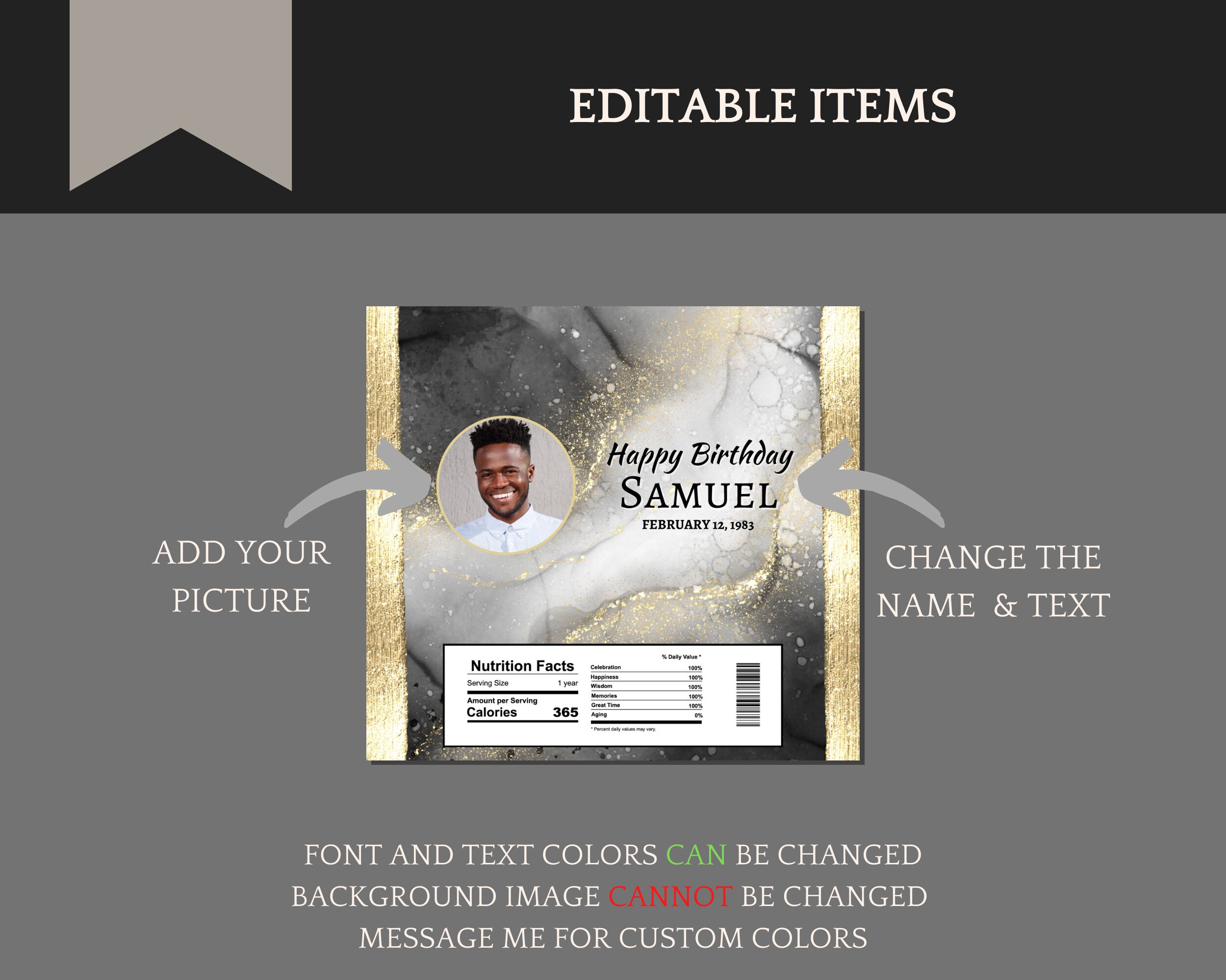 Birthday Decorations in Gray Gold Marble Elegant Template Set - Etsy