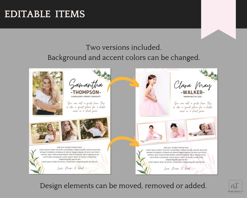 Dance Recital Ad Template Elegant Editable Full Page Program - Etsy