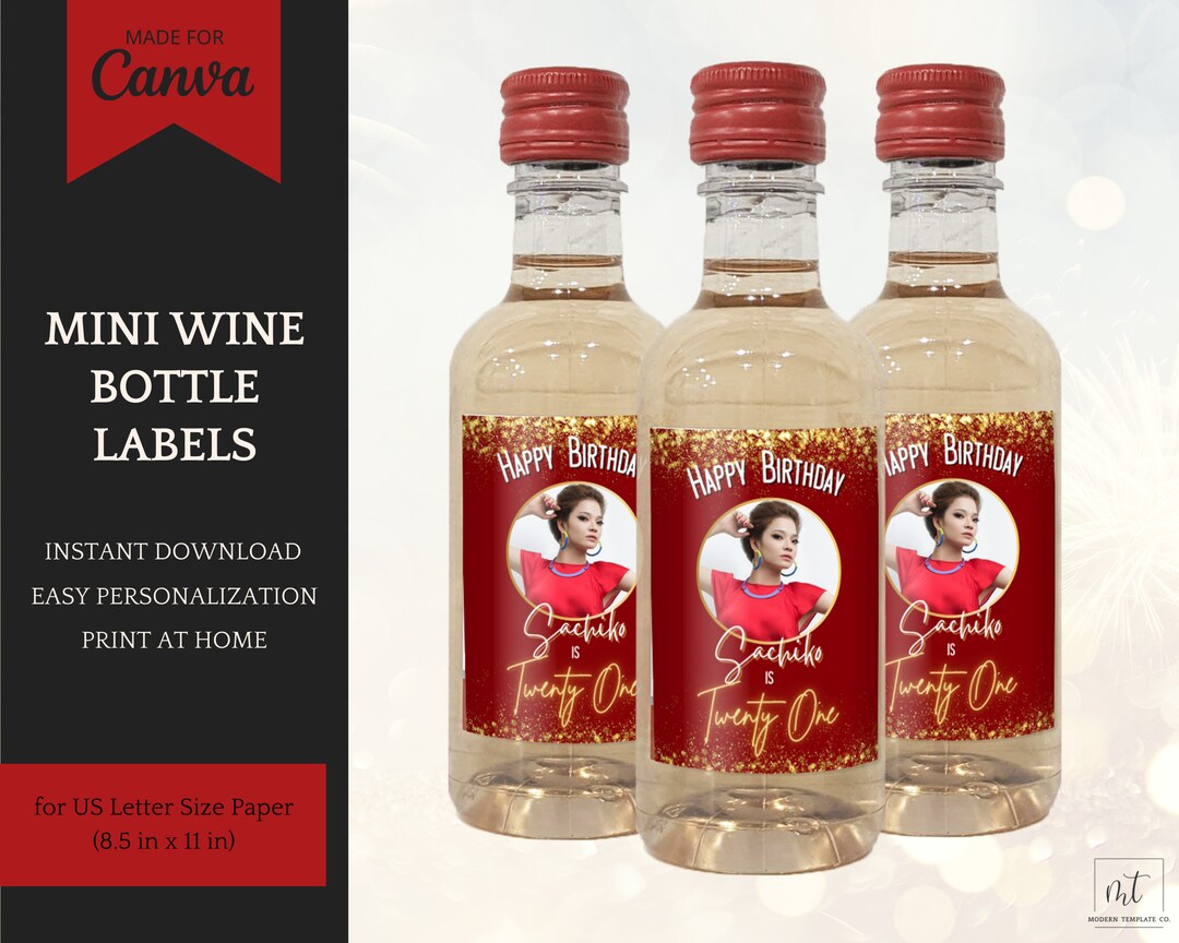 Mini Wine Bottle Labels, Personalized Wine Bottle Stickers for Birthday ...