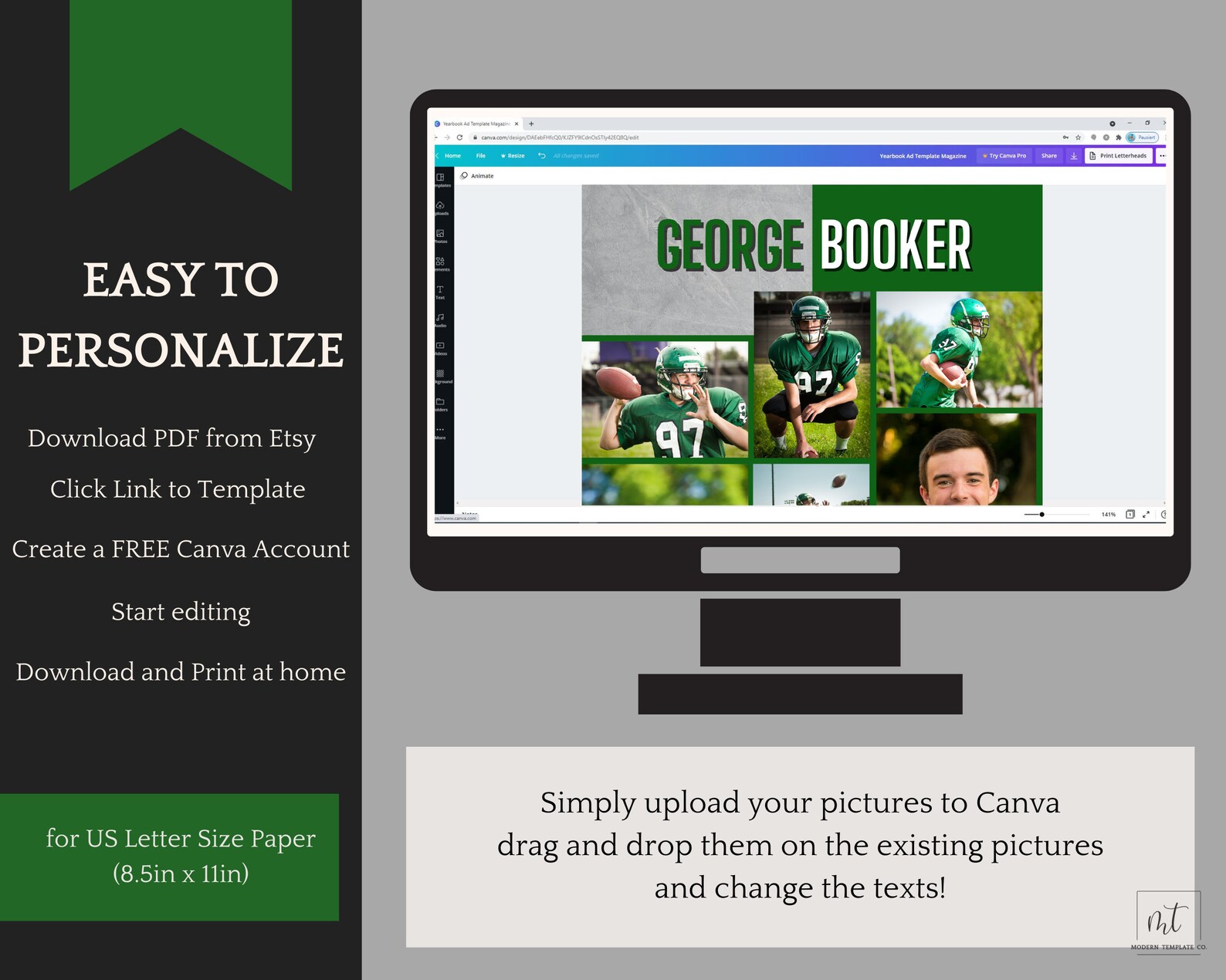 Senior Yearbook Ad Template - Sports / Athletes Theme - Football ...