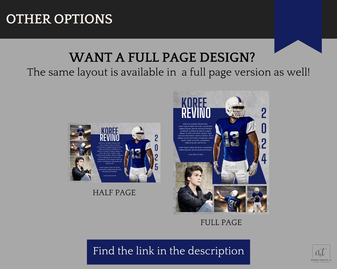 Senior Yearbook Ad Template - Sports / Athletes Theme - Football ...