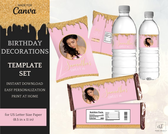 Gold Dripping Birthday Decorations for Her Printable Set With - Etsy