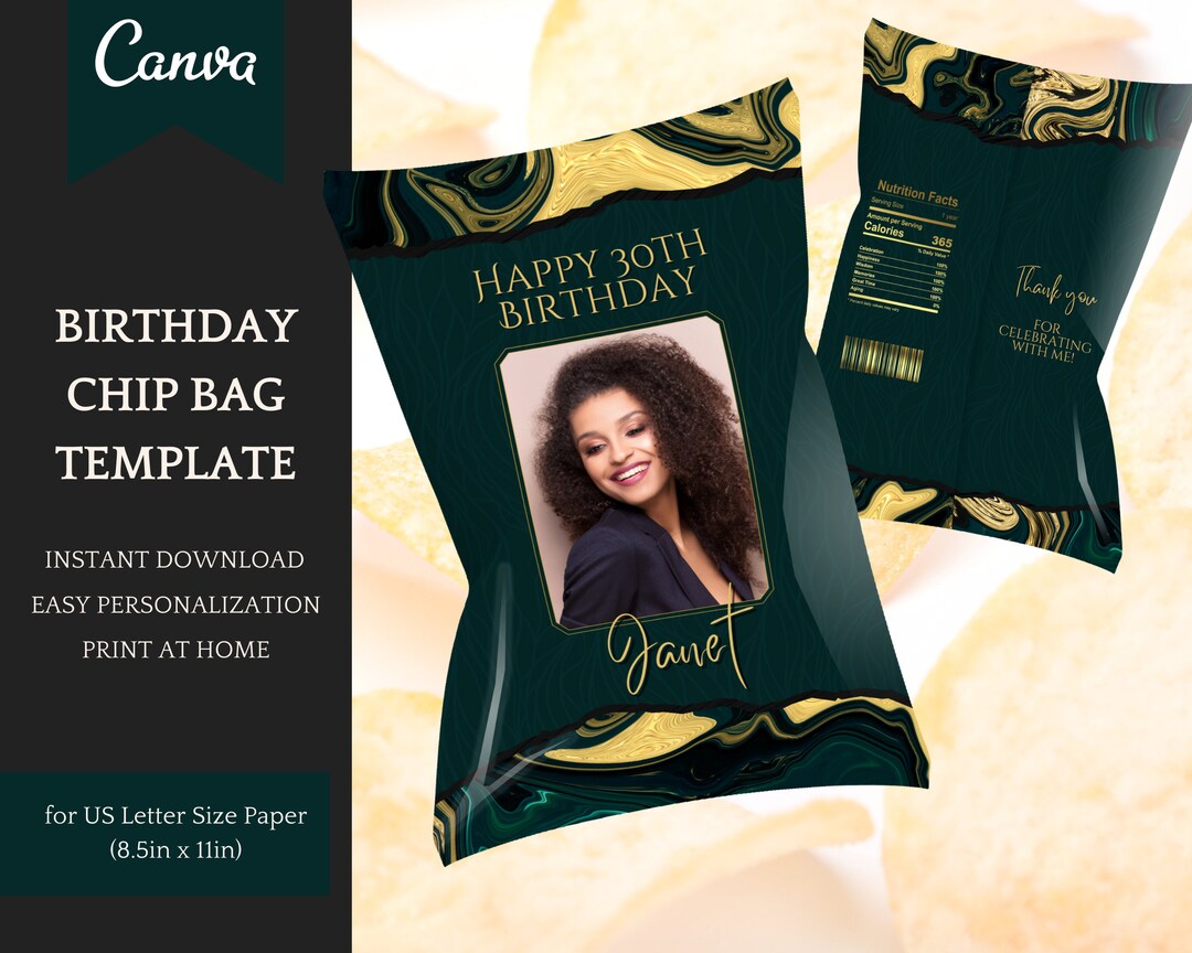 Chip Bag Template - Elegant Birthday Party Decorations - Easy ...