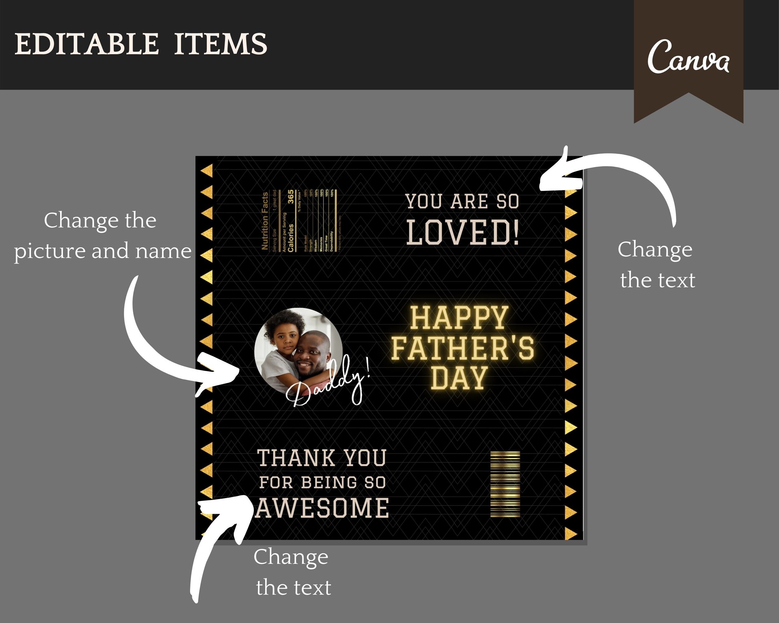 Fathers Day Gift: Editable Template Set for Canva With Chip - Etsy
