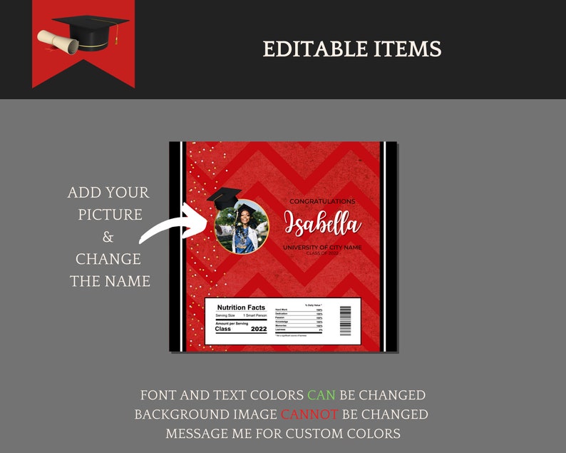 Candy Bar Template Graduation Party Decoration Class of - Etsy