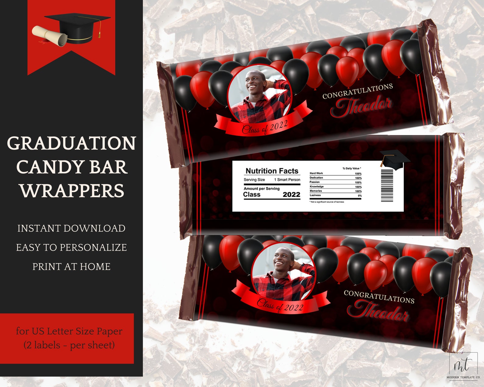 Graduation Decorations Chip Bag Template Candy Bars & Water - Etsy