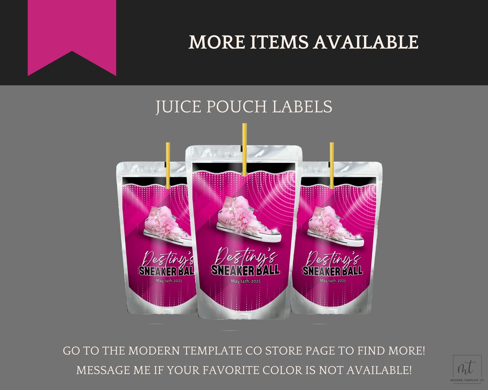 Sneaker Ball Candy Bar Template in Hot Pink, Birthday Decorations for ...