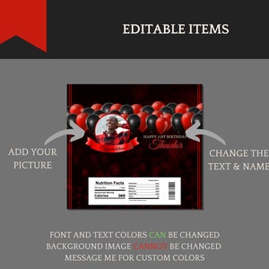 Birthday Decorations for Her/him, Red Black Printable Template Set ...