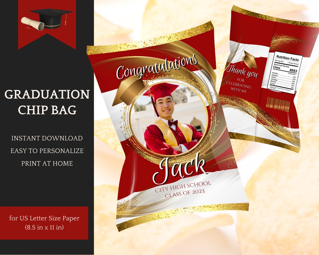 Graduation Chip Bag Template, Grad Party Decorations, Class of 2025 ...