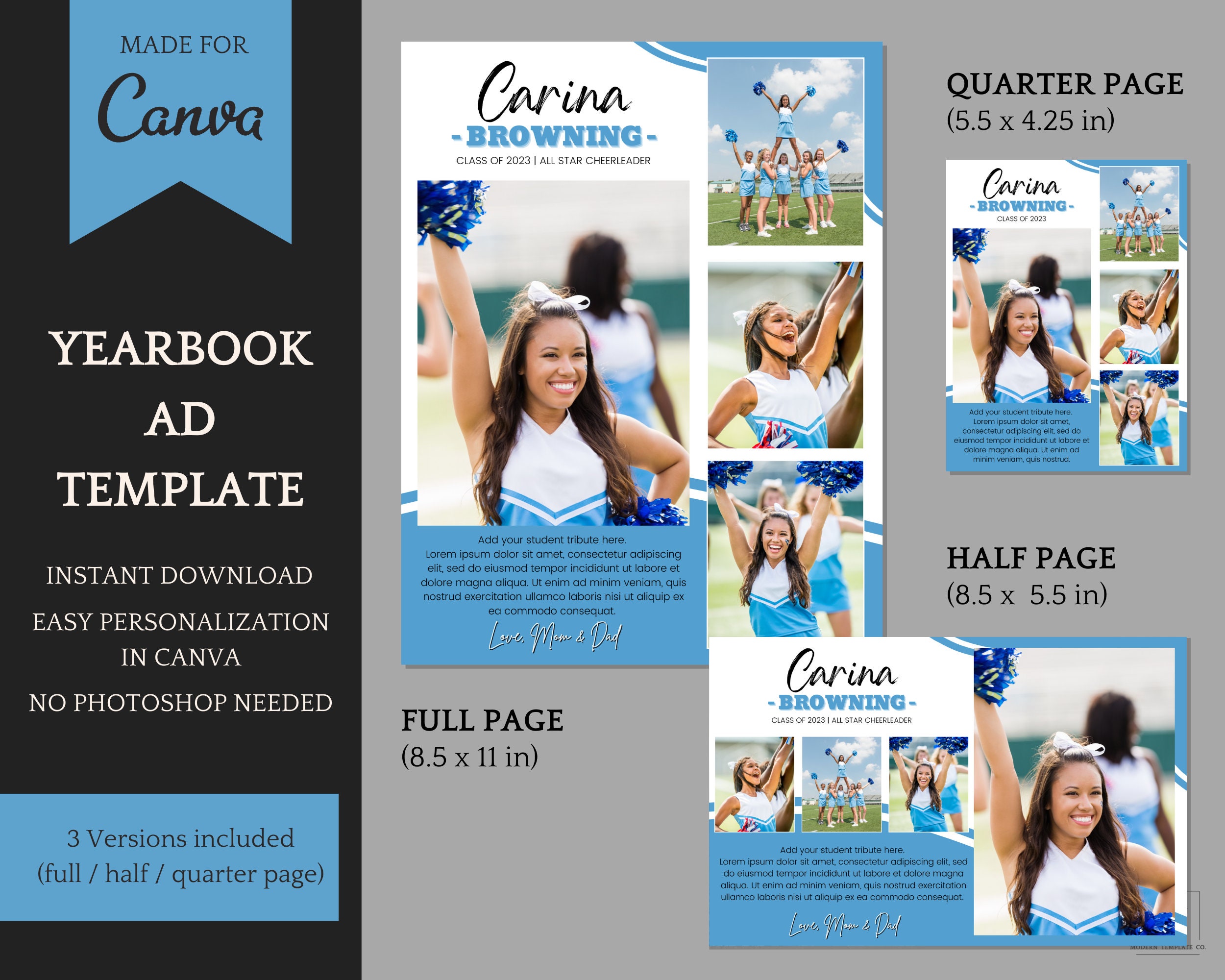 Senior Yearbook Ad Template Colorful Sports / Athletes Theme - Etsy