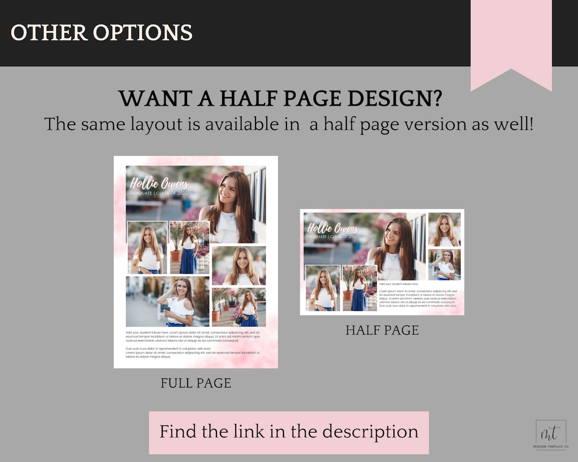Senior Yearbook Ad Template - Editable Full Page Magazine Template With ...