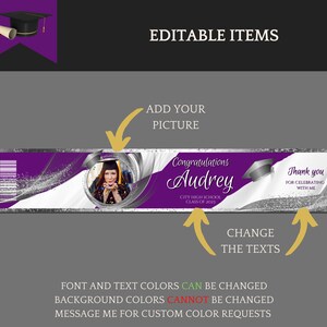 Purple Graduation Decorations Bundle, Chip Bag Template, Candy & Water ...