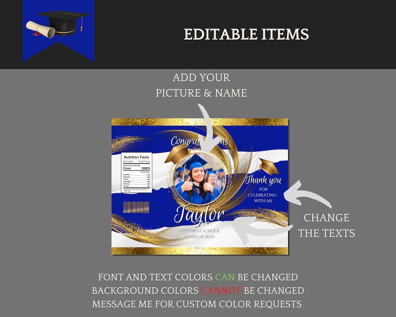 Royal Blue Graduation Decorations Mega Bundle 7 Templates for - Etsy