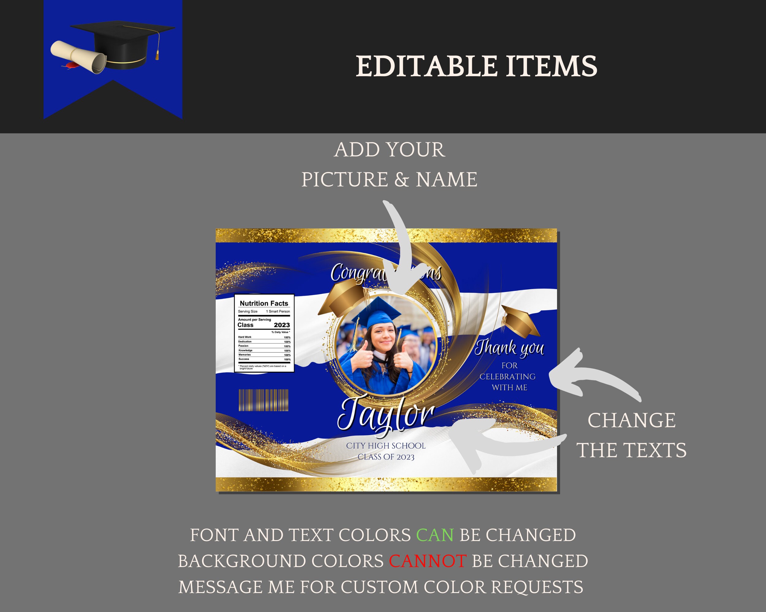 Royal Blue Graduation Decorations Mega Bundle 7 Templates for - Etsy
