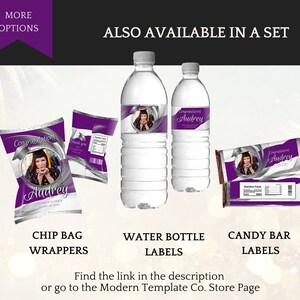 Purple & Silver Graduation Chip Bag Template, Party Decorations, Class ...