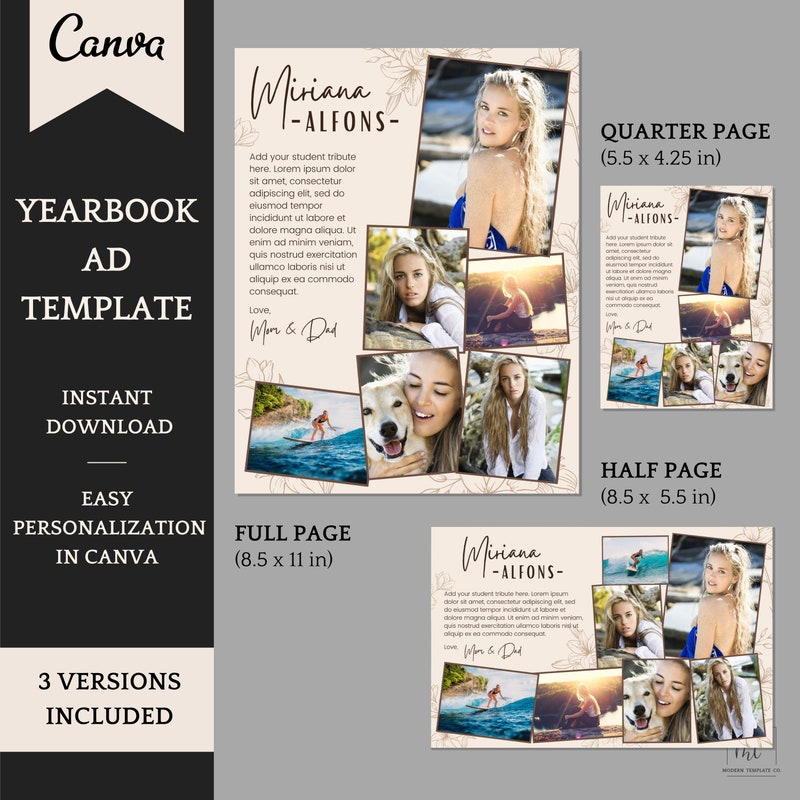 Senior Ad Half Page Template - Etsy