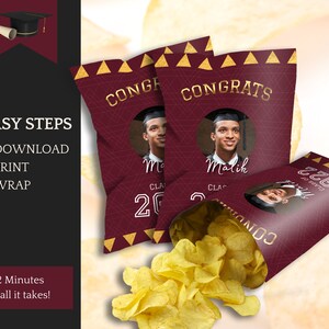 Chip Bag Template - Editable, Graduation Party, Class of 2025 in ...