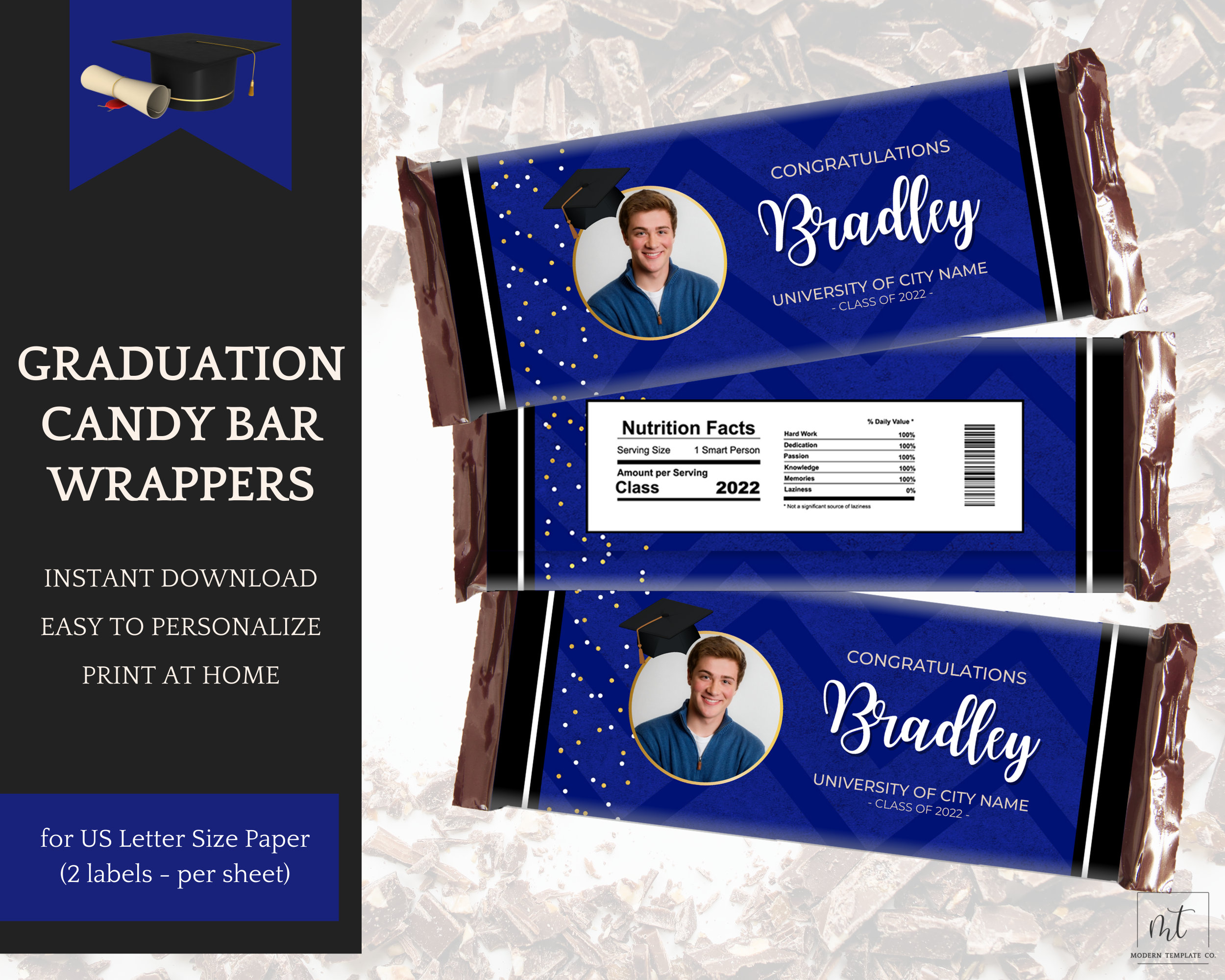 Graduation Decorations Chip Bag Template Candy Bars & Water - Etsy