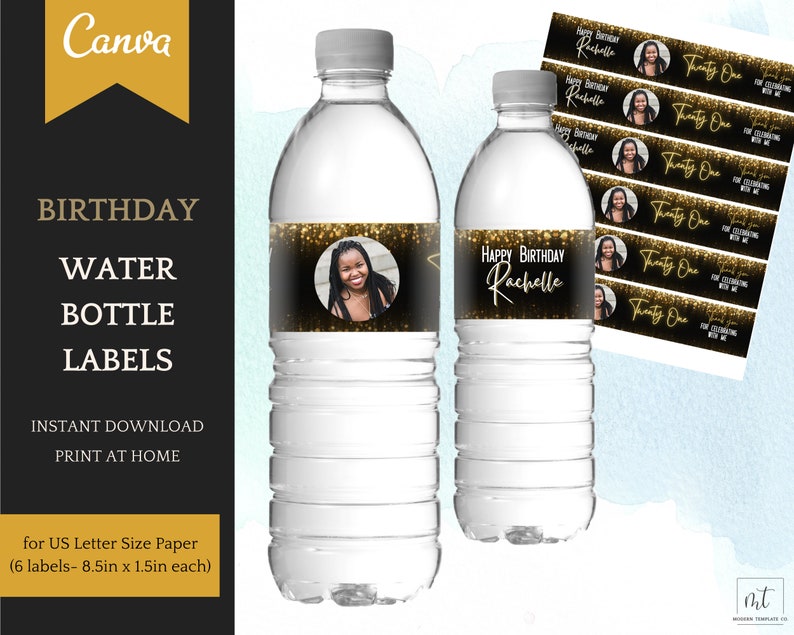 Birthday Decorations for Her in Gold Printable Template Set - Etsy