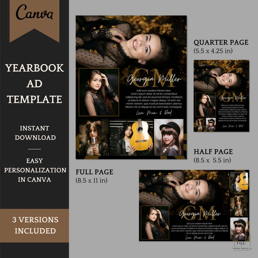 Senior Yearbook Ad Template / Graduation Announcement in Dark Fall ...
