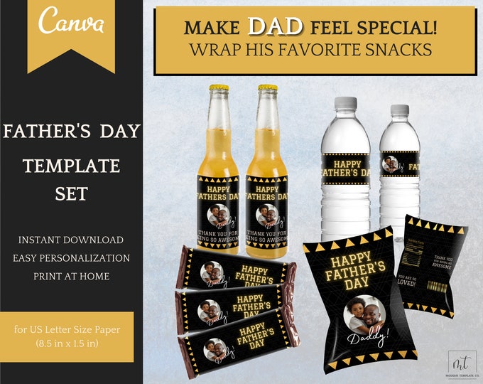 Fathers Day Gift: Editable Template Set for Canva With Chip - Etsy