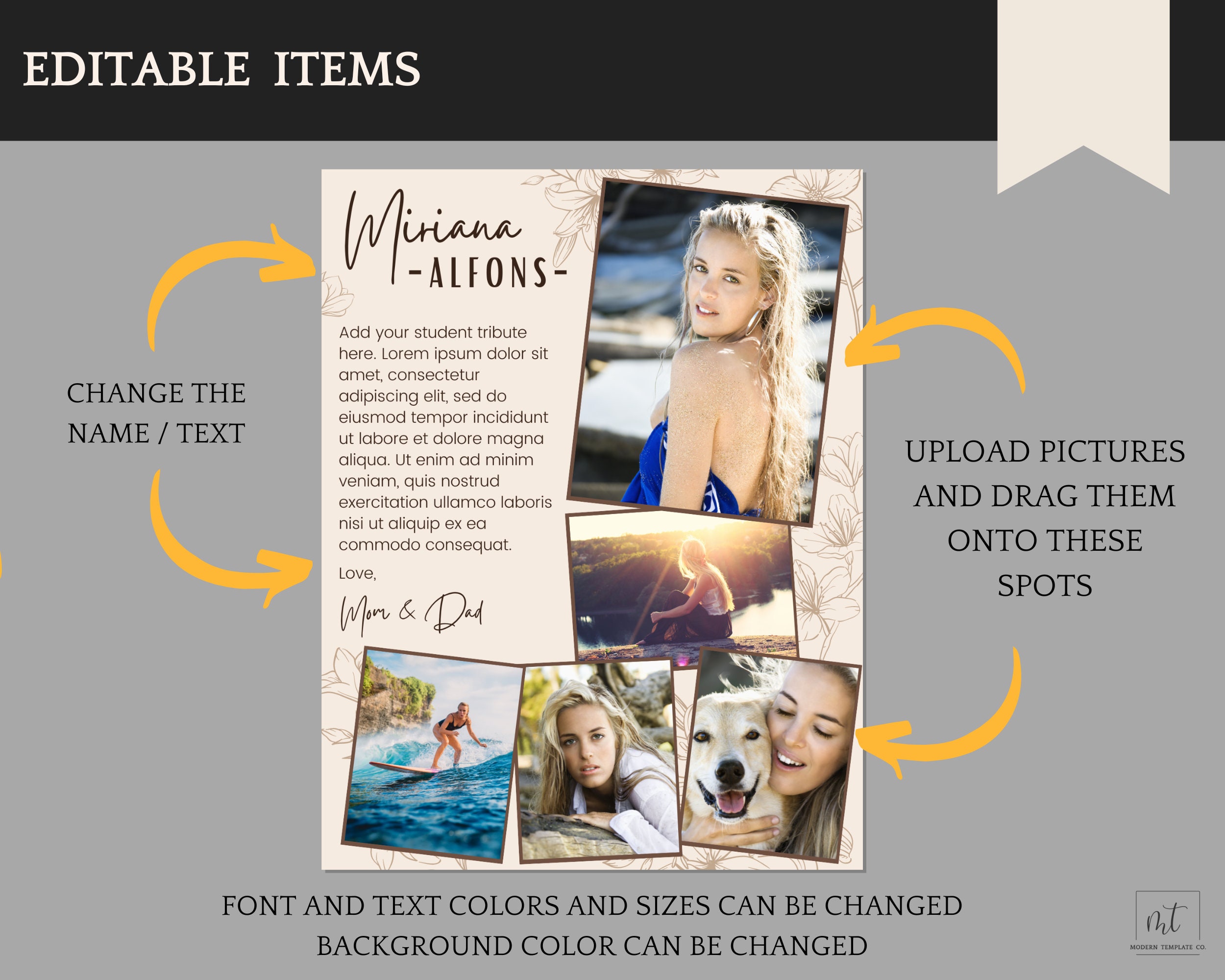 Senior Yearbook Ad Template / Graduation Announcement Light - Etsy