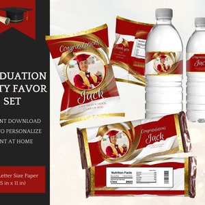 Graduation Decoration Bundle, Chip Bag Template, Candy & Water Labels ...