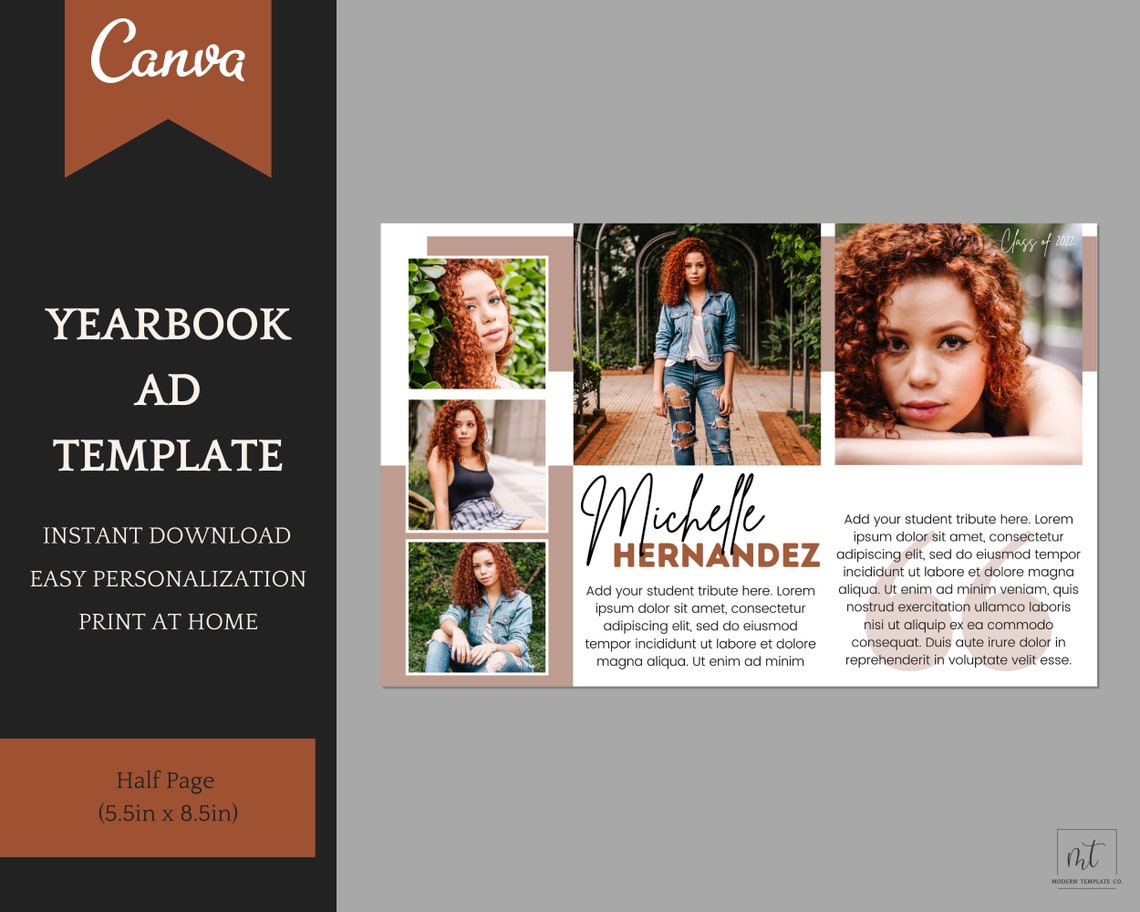 Yearbook Ad Template Fully Editable Half Page Template for - Etsy